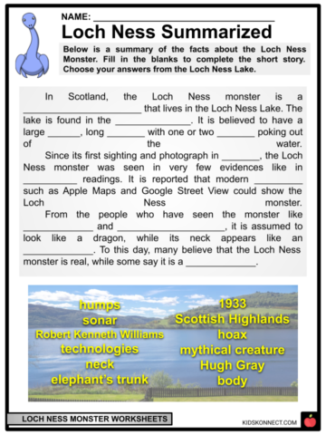 Loch Ness Monster Facts & Worksheets For Kids | Downloadable PDF