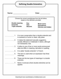Double Entendre Examples, Definition and Worksheets | KidsKonnect