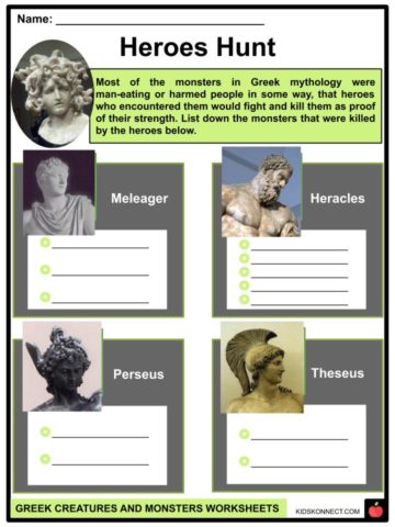 Greek Creatures and Monsters Facts & Worksheets For Kids
