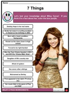 Miley Cyrus Facts, Worksheets & Early Life For Kids
