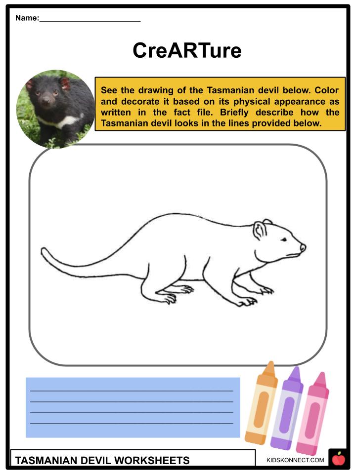 Tasmanian Devil Facts, Worksheets, Description, Habitat & Diet For Kids