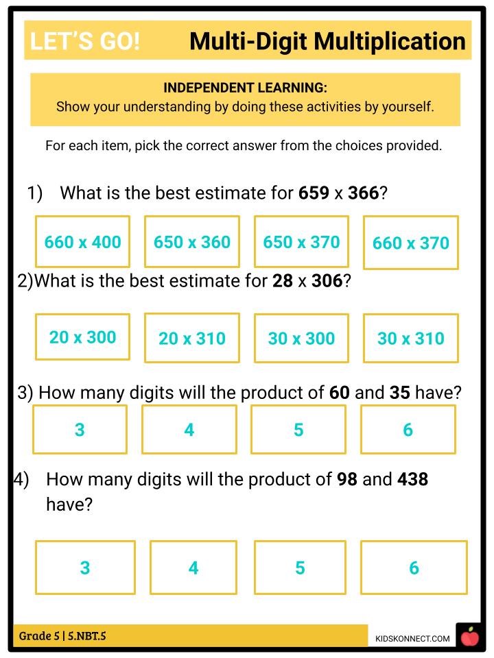 Numbers And Operations In Base Ten: Multi-Digit Multiplication