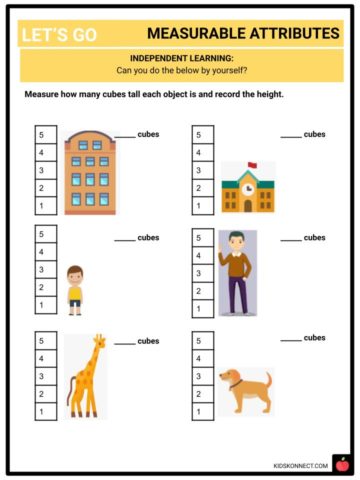Measurement and Data: Measurable Attributes K.MD.1 Facts & Worksheets