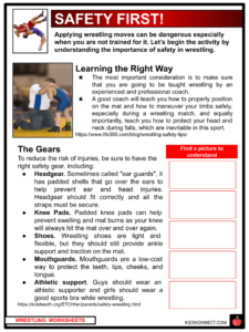 Wrestling, Facts, Worksheets, Amateur & Professional For Kids