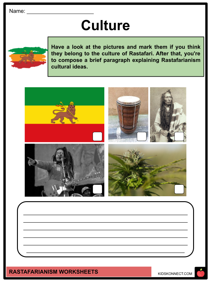 Rastafarianism Worksheets | Origin, Beliefs, Culture, Flag, Figures