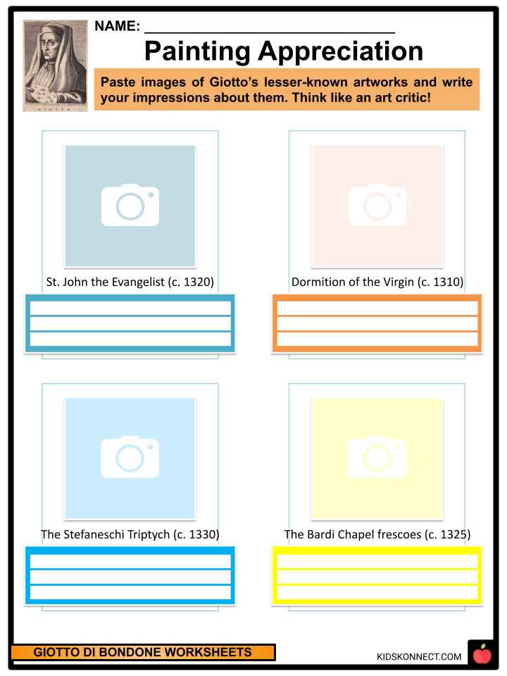 Giotto di Bondone Worksheets | Life, Notable Works, Style, Legacy