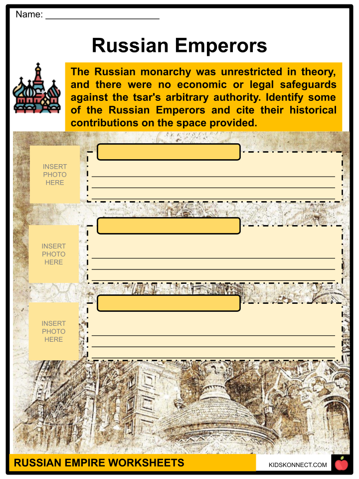 Russian Empire Worksheets | Rise, Locations, Aftermath