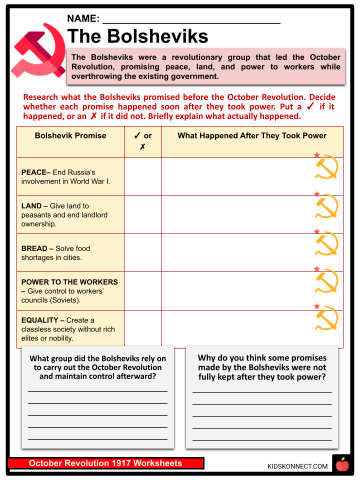 October Revolution Worksheets | Impact, Effects, Key Events